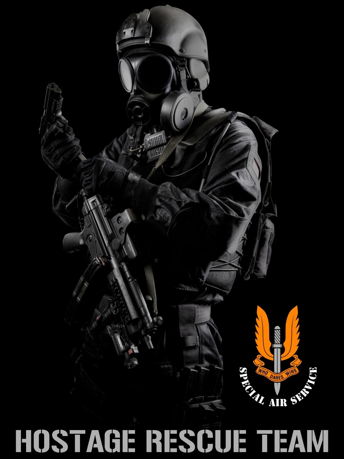 Černé pánské tričko S.A.S. HOSTAGE RESCUE TEAM